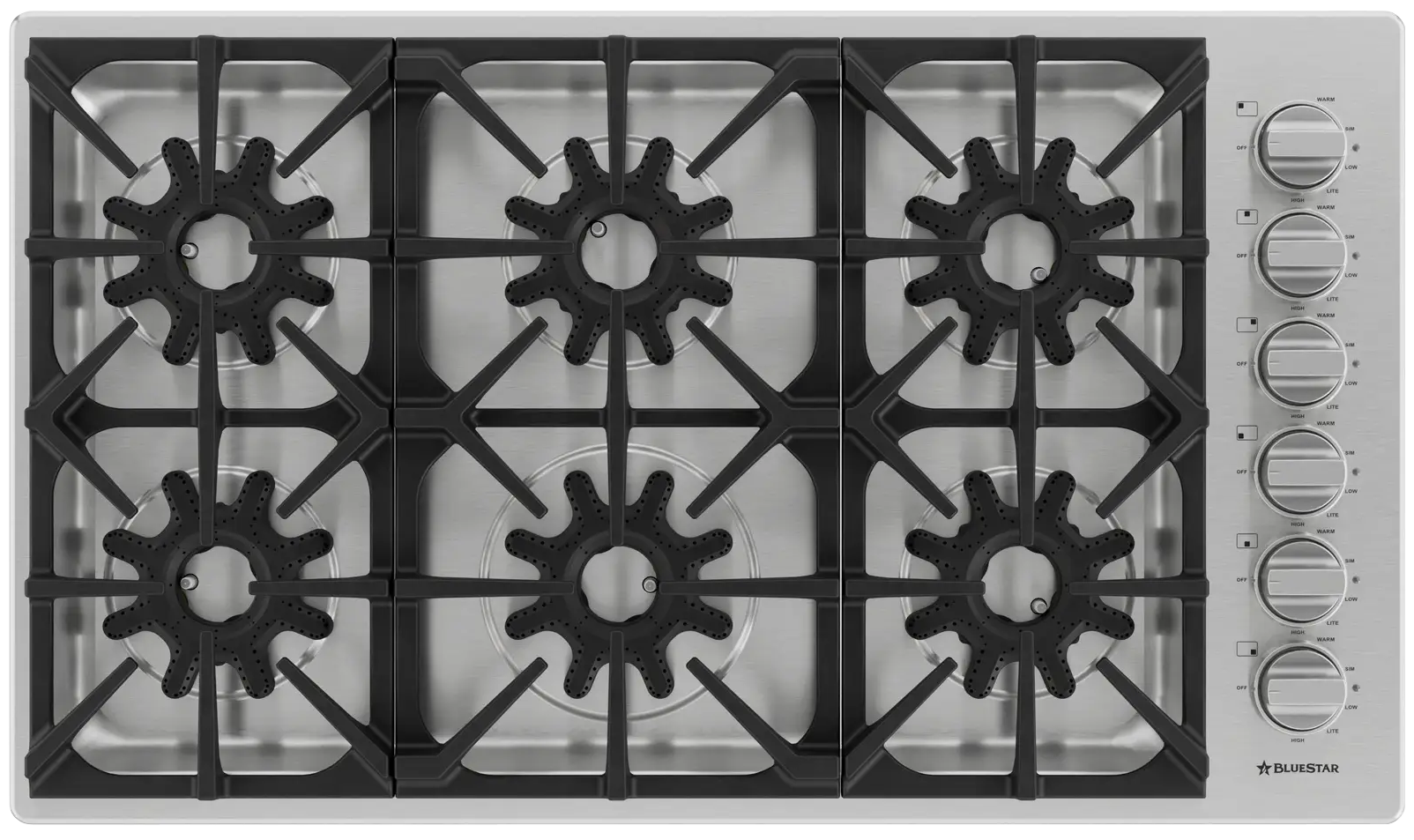 BlueStar 36" Cooktop, 25,000 BTU Power Burner, Cast Iron Grates ...